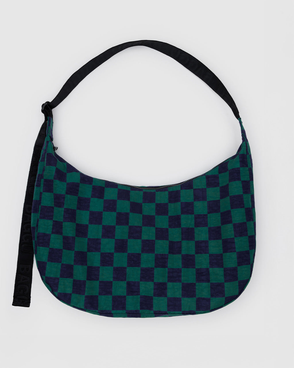 Large Nylon Crescent Bag w/ Key Leash - Navy Green Check – ban.do