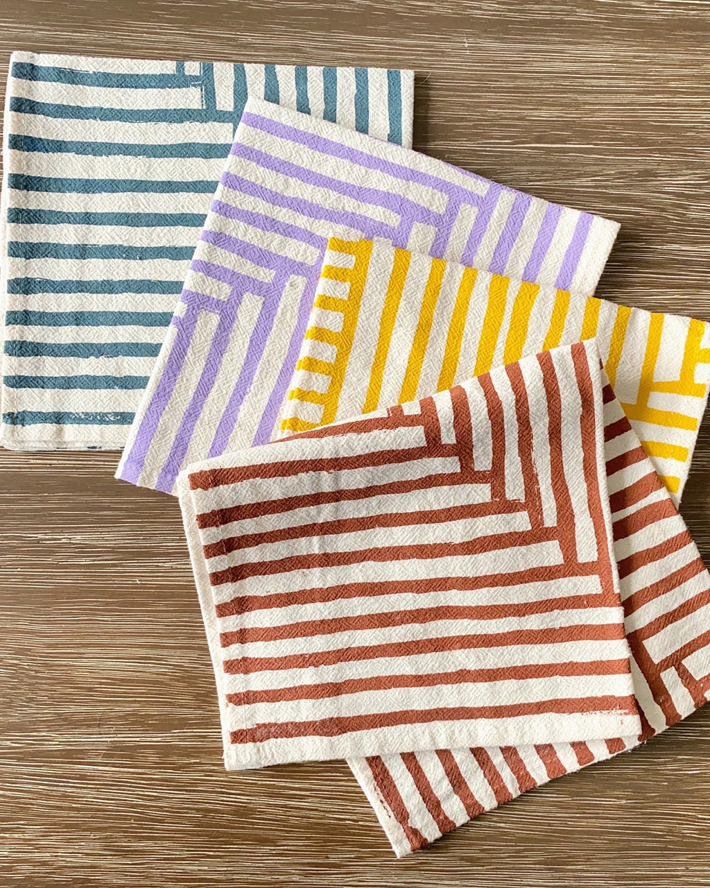 Natural Cotton Cloth Napkins - Warm Painterly Stripes – ban.do
