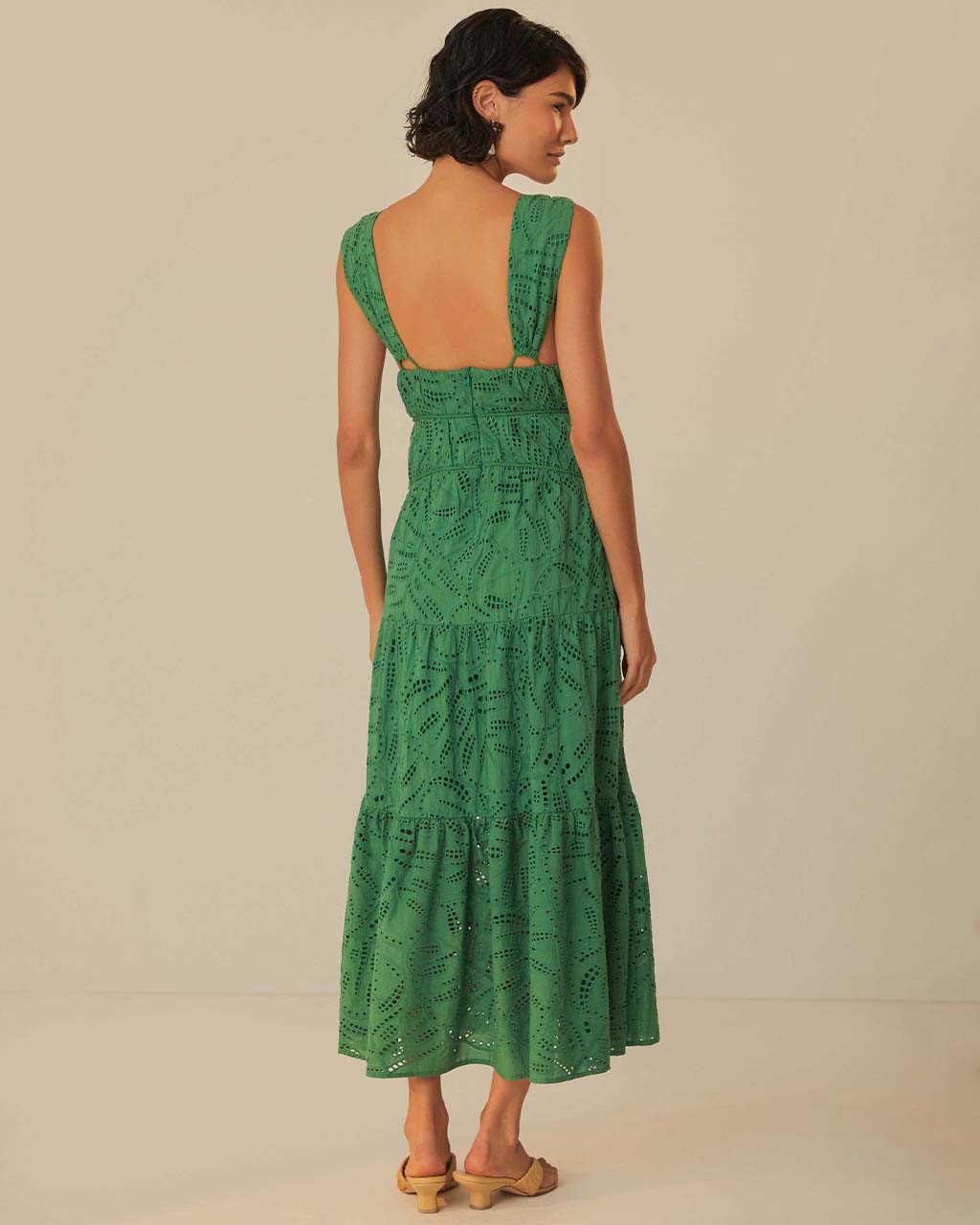Green Monstera Corset Eyelet Maxi Dress – ban.do