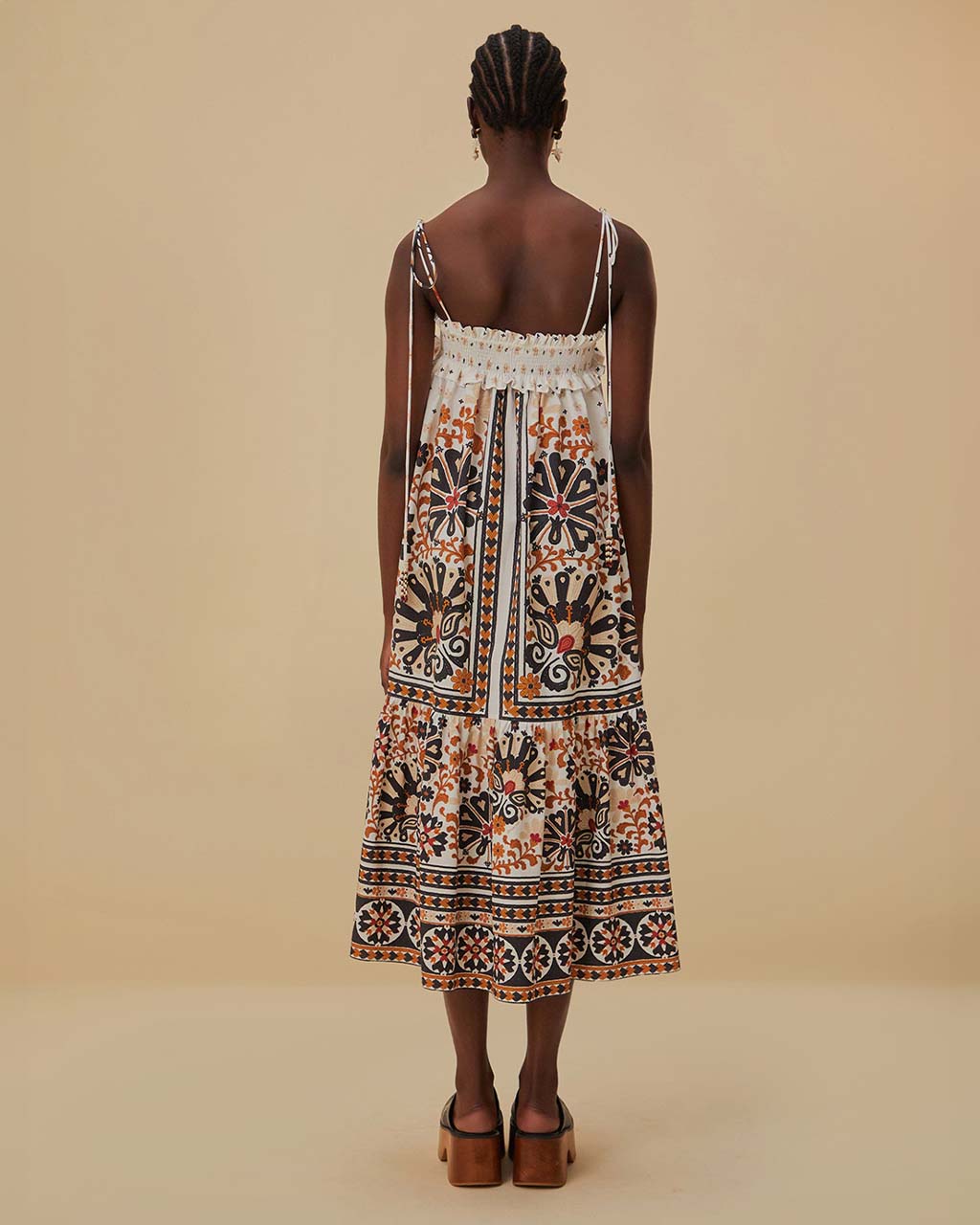 Flower Fan Tapestry Off-White Midi Dress – ban.do