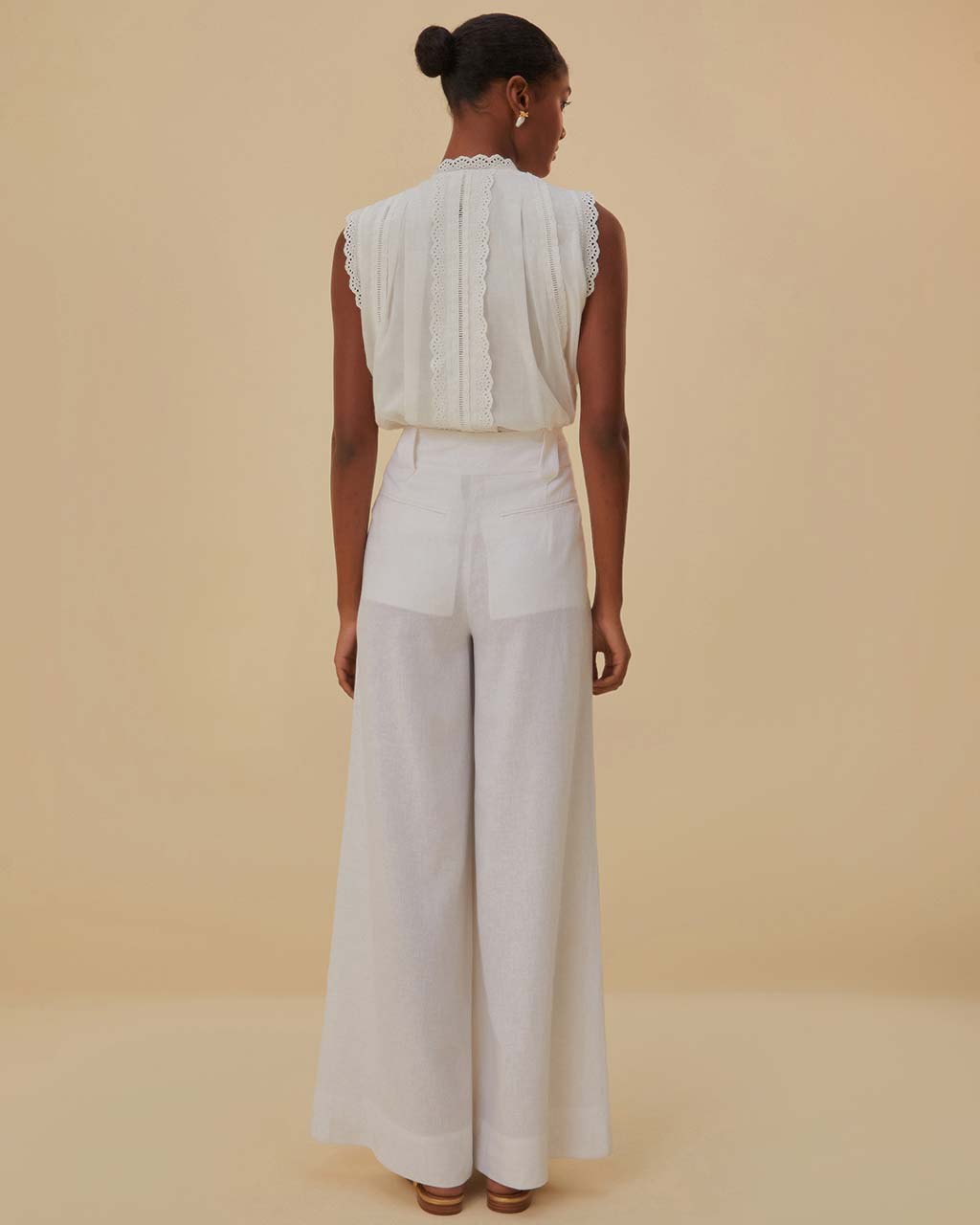 Off-White Linen Low Waist Pants – ban.do