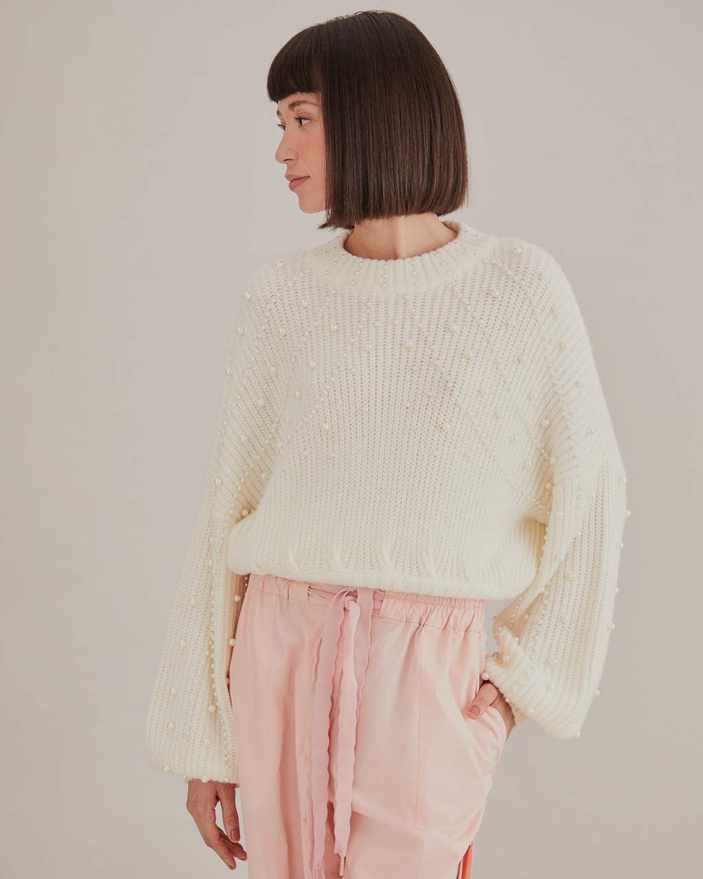 Pearl Embroidered Bubble Sweater – ban.do