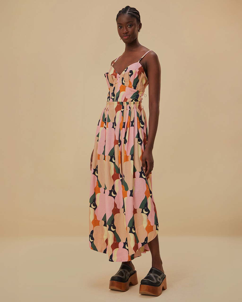 The Kiss Multicolor Sleeveless Midi Dress – ban.do