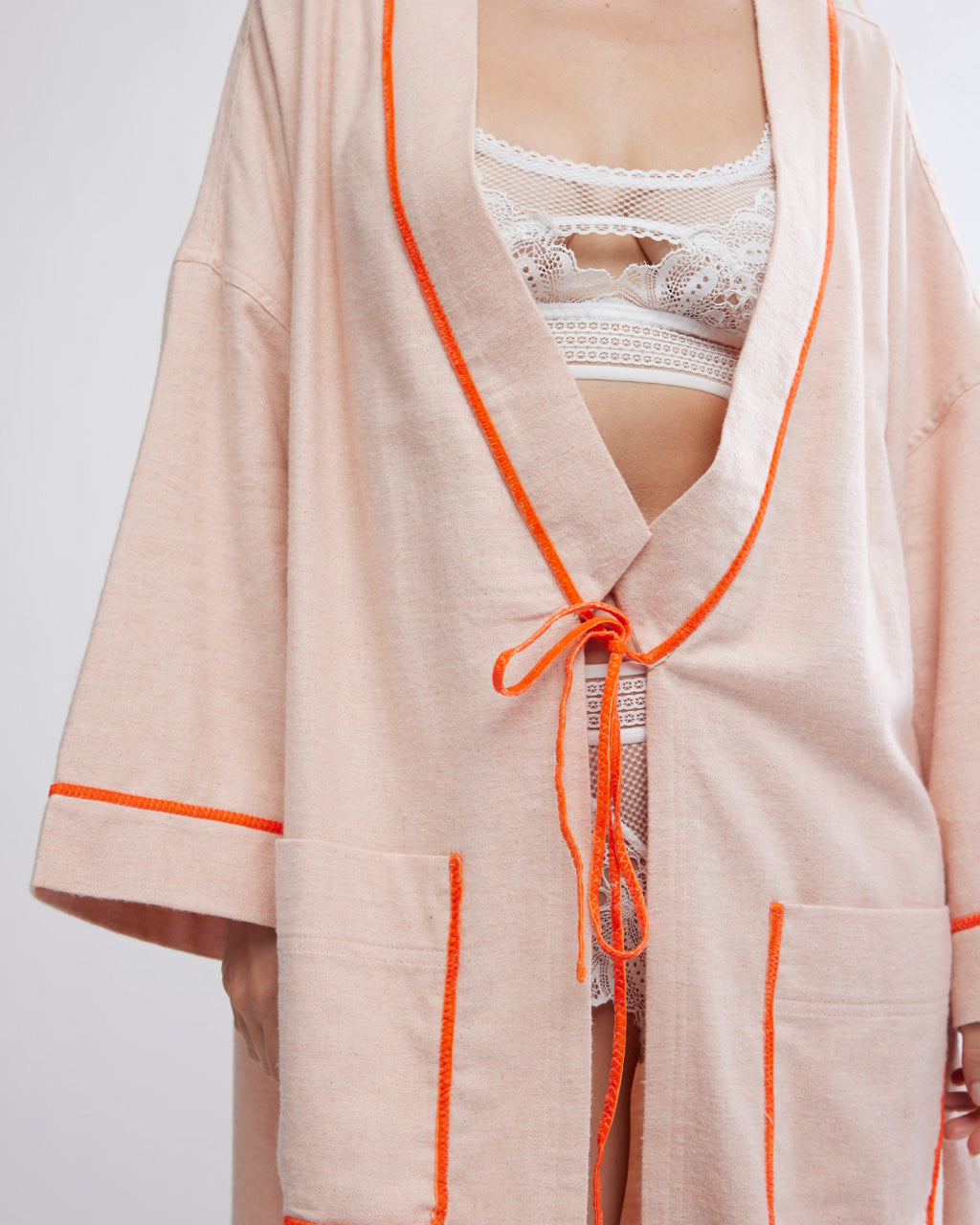 Close To Home Flannel Robe - Neon Peach – ban.do