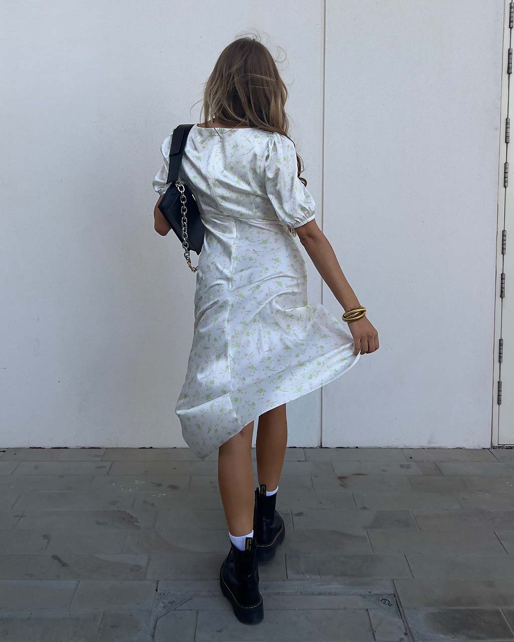 Green + Pink Stem Floral Dress – ban.do