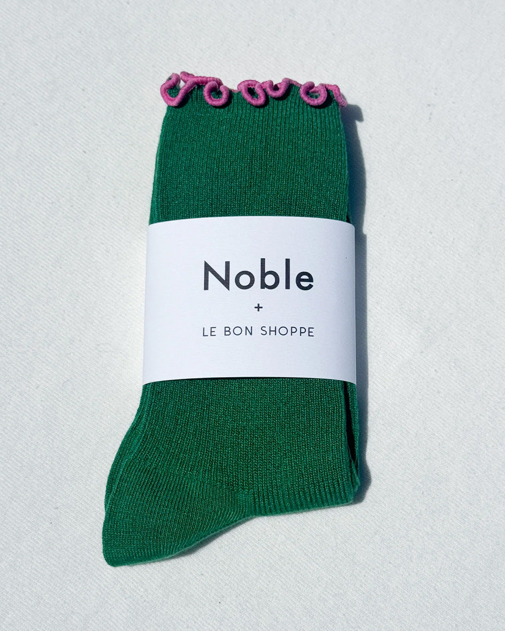 Ruffled Modal Socks - Spinach + Pink Edge – ban.do