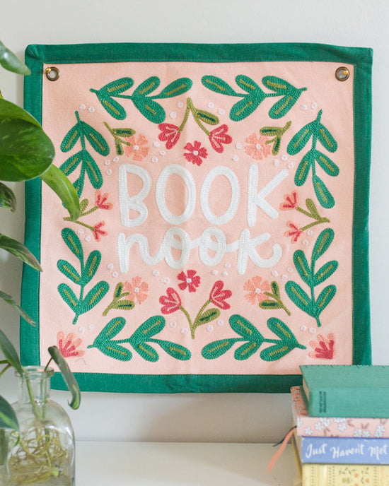 Book Nook Embroidered Canvas Banner – ban.do