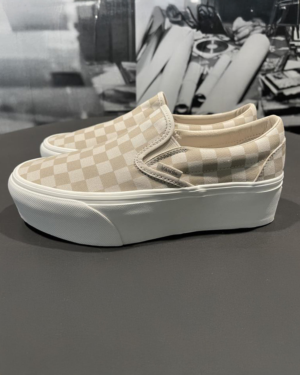 Classic Slip-On Checkerboard Stackform Sneaker - Mushroom – ban.do