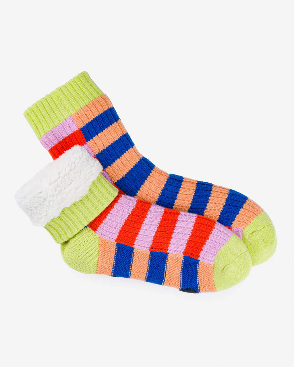 Super Stripe Knit House Socks - Peach Cobalt – ban.do
