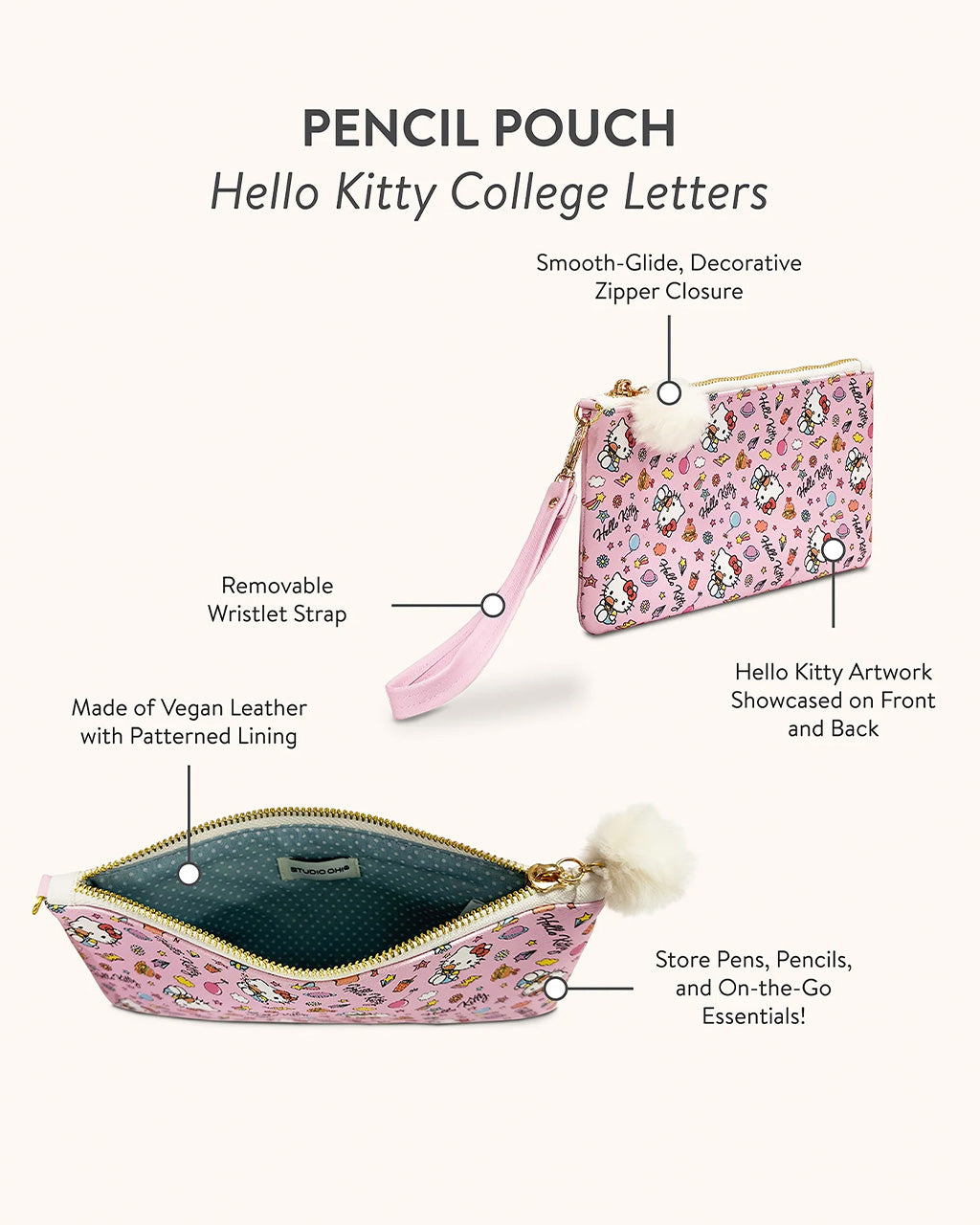 Hello Kitty Pencil Pouch - College Letters – ban.do
